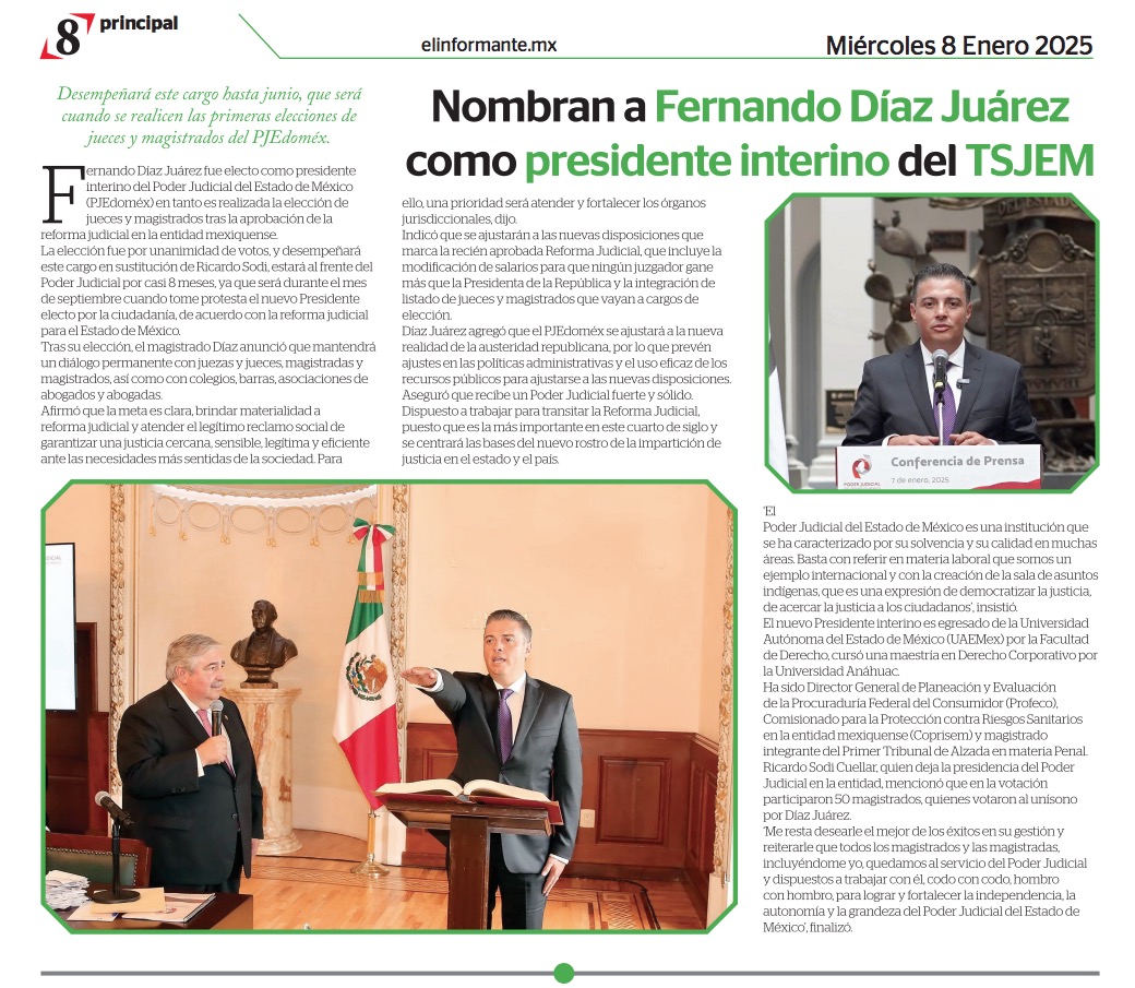 Fernando Díaz Juárez, nuevo titular del PJEdomex